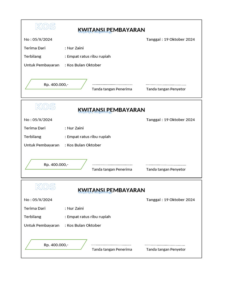 Contoh Kwitansi | PDF