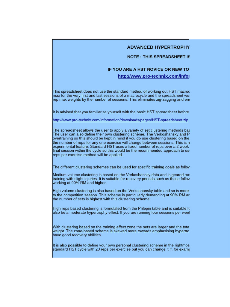 RUTINA de TRANSICION Rutina HST Original Avanzados | PDF | Strength ...