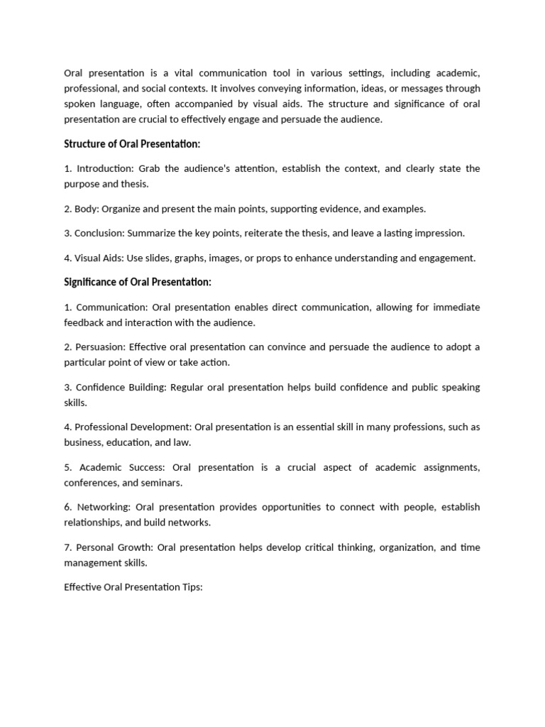Oral Presentation | PDF | Career & Growth