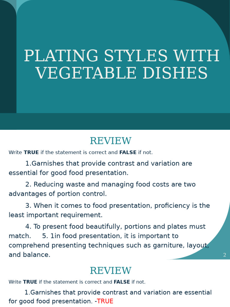 Food Presentation & Plating Guide | PDF | Wellness | Technology ...