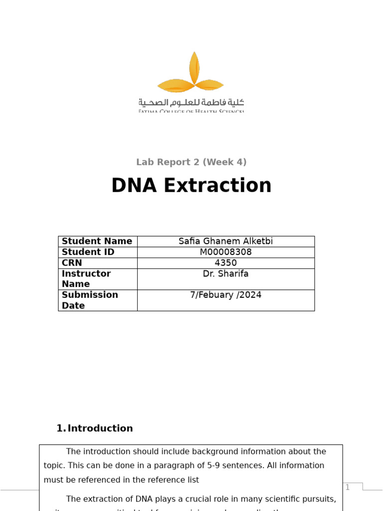 Dna Extraction Lab Report Pdf Molecular Biology Life Sciences 8965