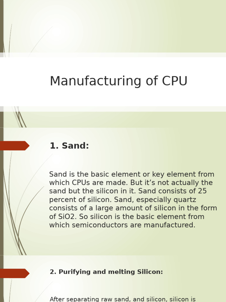 CPU Manufacturing Process Explained | PDF | Central Processing Unit ...