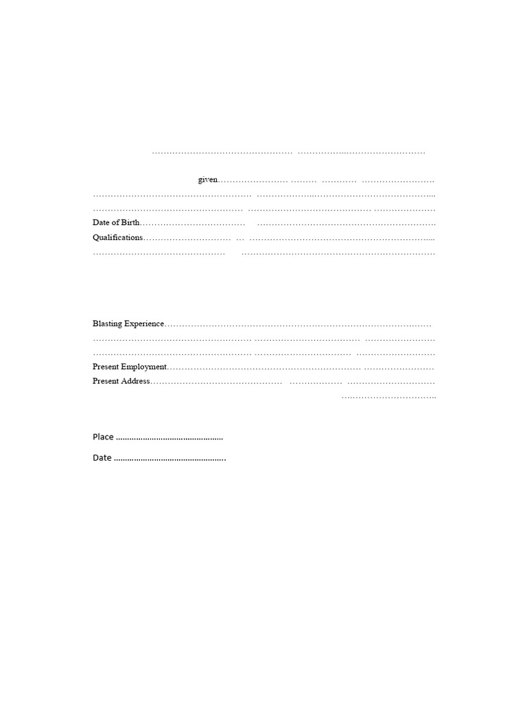 Blasting License Application Form Botswana | PDF