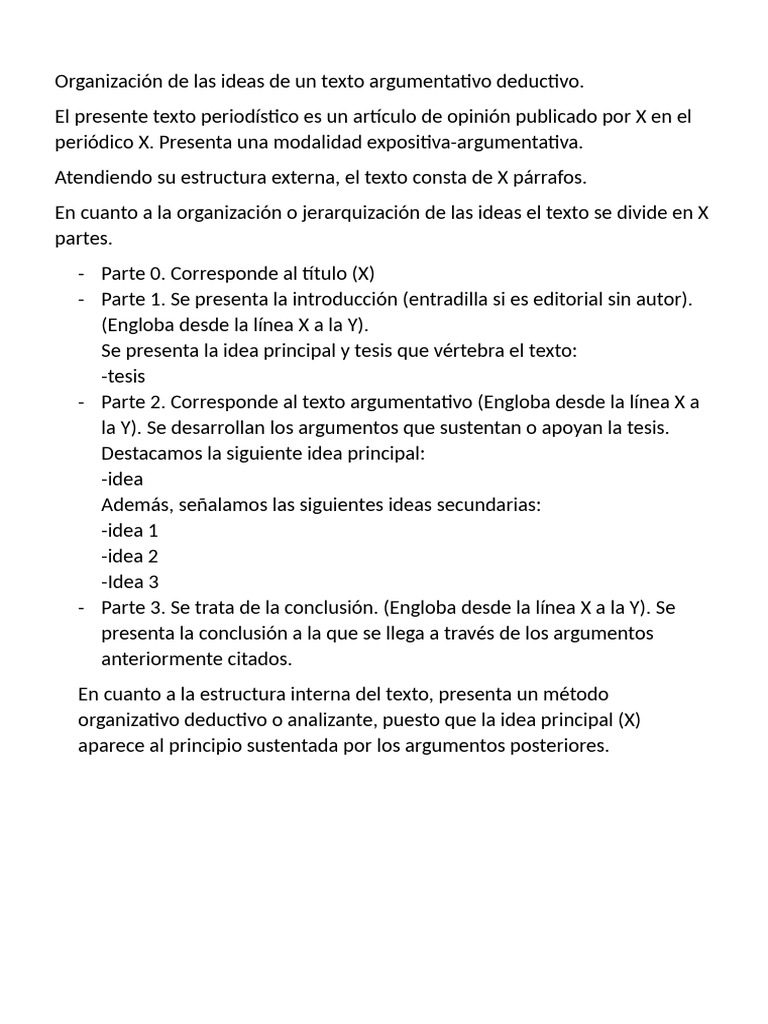Organización de las ideas de un texto argumentativo | PDF