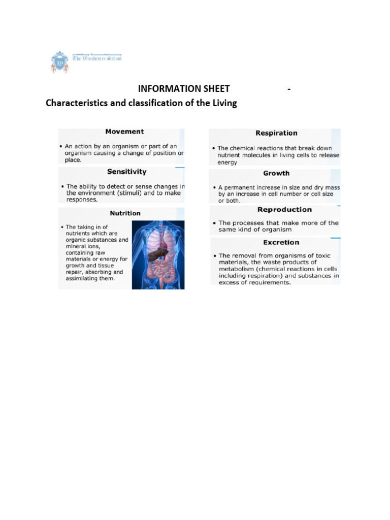UNIT 1 INFORMATION SHEET | PDF | Genus | Taxonomy (Biology)