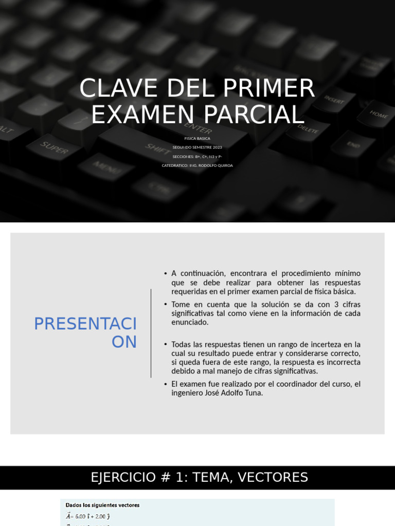 Clave Del Primer Examen Parcial | PDF | Vector Euclidiano | Aceleración