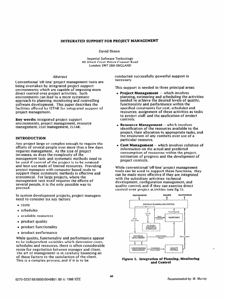 Integrated Suported For Pro - 1 | PDF | Project Management | Scheduling ...