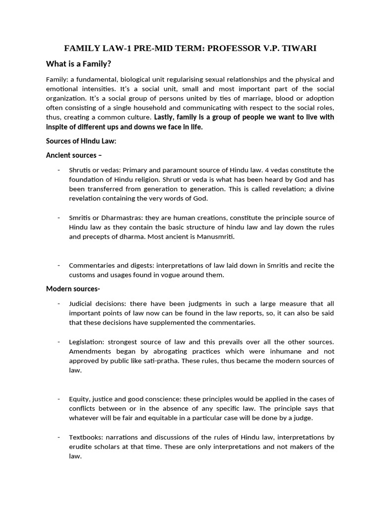 FAMILY LAW Pre Mid-Term Notes | PDF | Marriage | Divorce