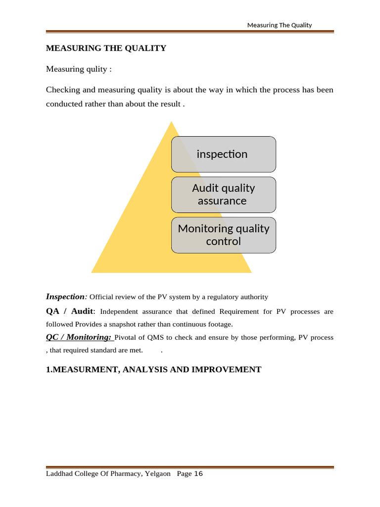 MEASURING THE QUALITY | PDF | Audit | Quality Management System
