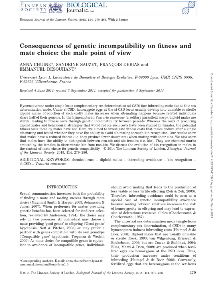 Consequences of Genetic Incompatibility On Fitness and | PDF | Zygosity ...