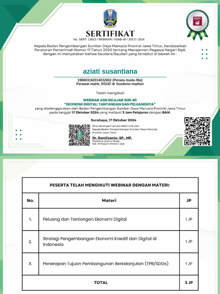 Aziati Susantiana: No. SERT-13815 / WEBINAR / ASNB-40 / 205.5 / 2024 | PDF