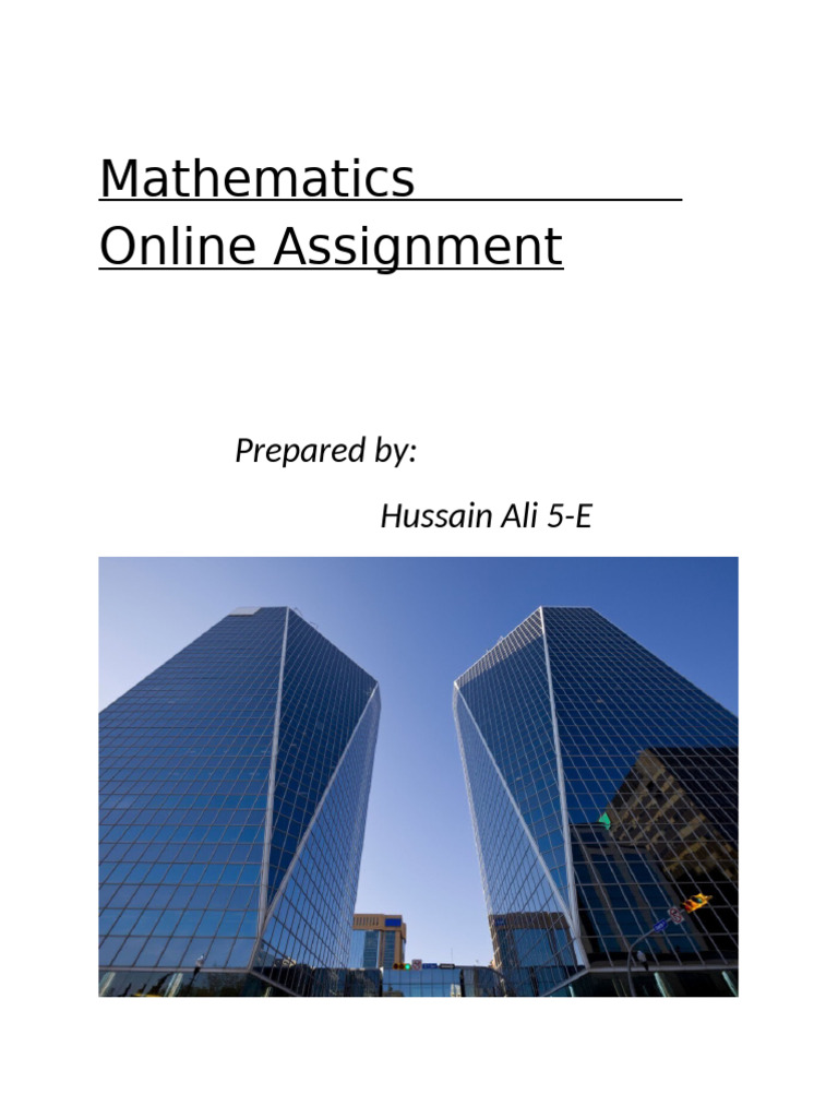 Mathematics Online Assignment: Prepared By: Hussain Ali 5-E | PDF