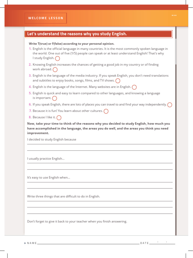 W6New - WHY DO YOU STUDY ENGLISH | PDF