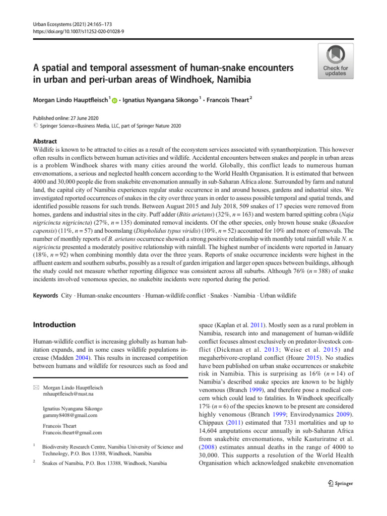 A Spatial and Temporal Assessment of Human-Snake Encounters in Urban ...