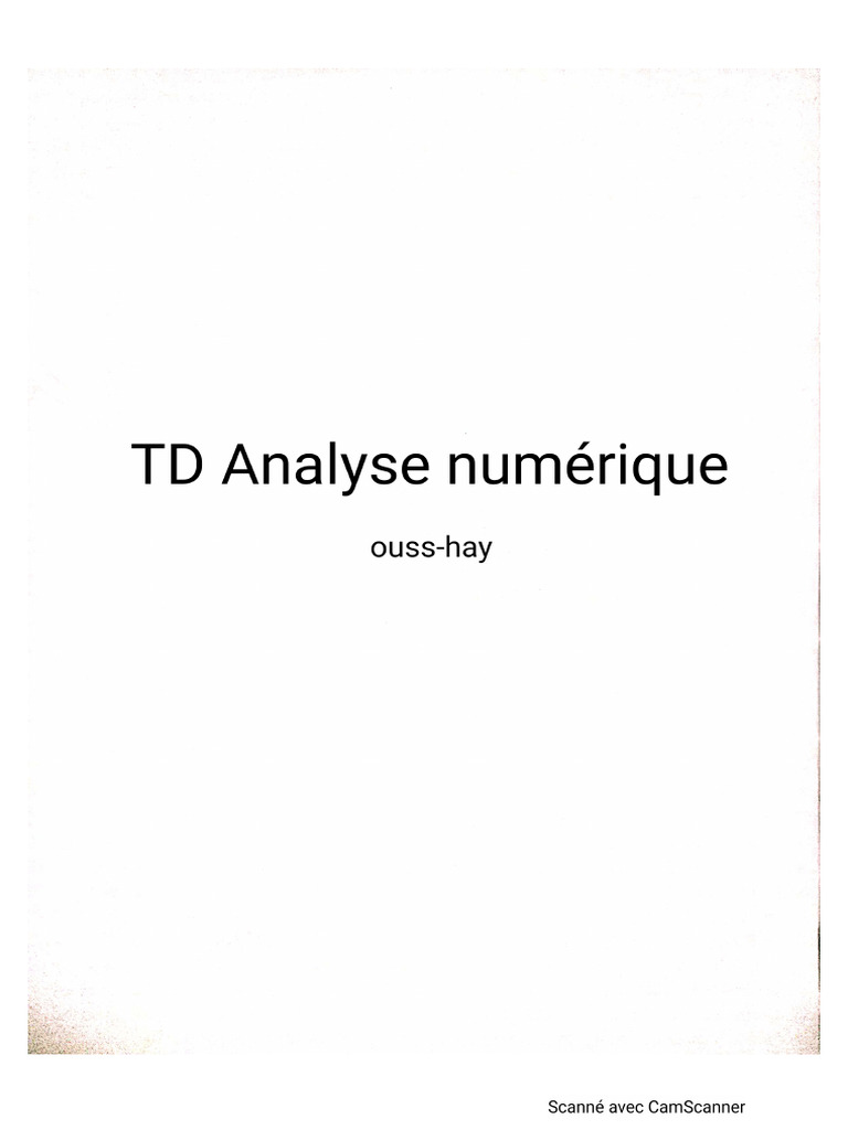 TD Analyse Num | PDF