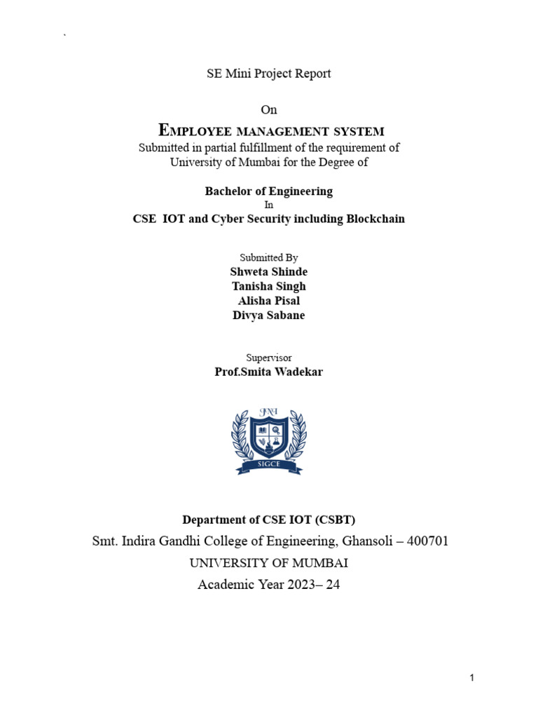 SE(IOT) Mini Project Report Template | PDF | Databases | Software