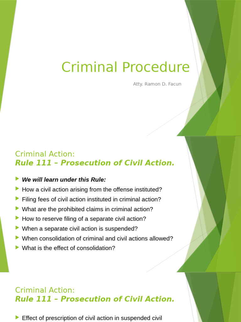 Criminal Procedure S4 Prosecution of Civil Action | PDF | Lawsuit ...
