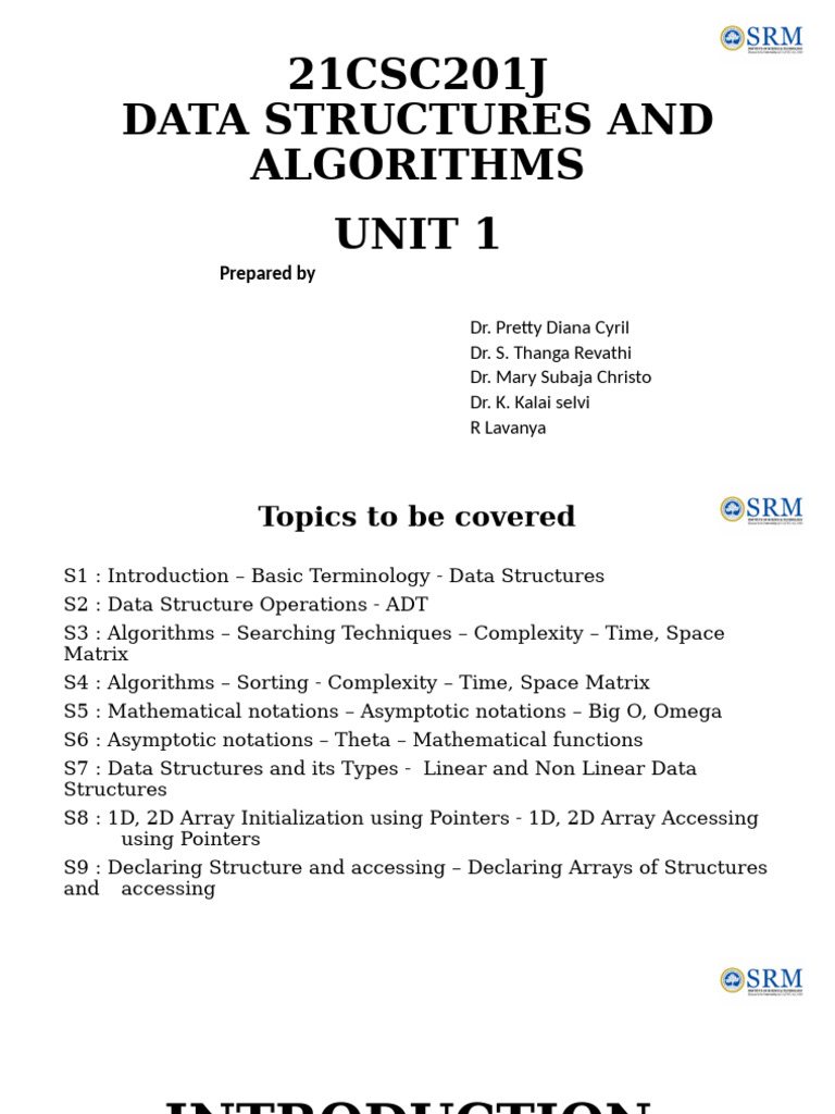 DSA - Unit 1 | PDF | Time Complexity | Data Type DSA - Unit 1 | PDF | Time Complexity | Data Type