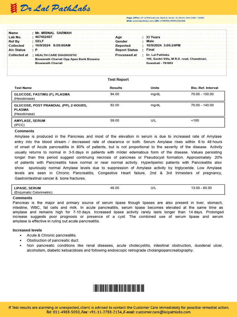 Amylase and Lipase Test Report | PDF | Clinical Medicine | Medical ...