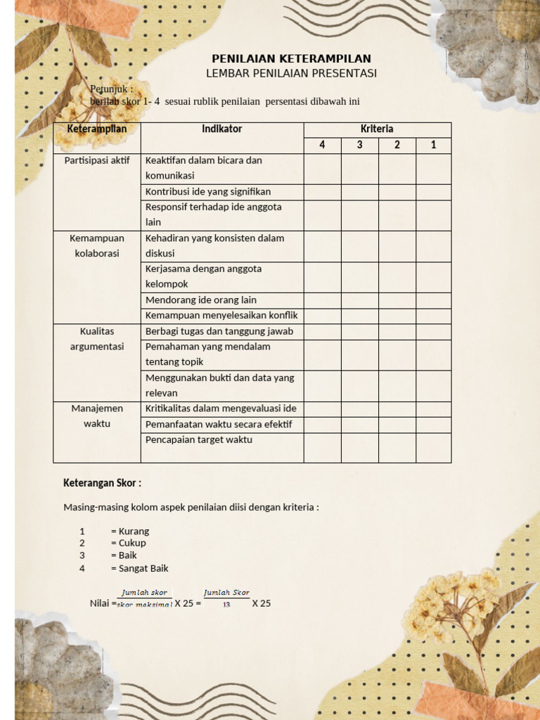 Lembar Penilaian Keterampilan dan Sikap | PDF
