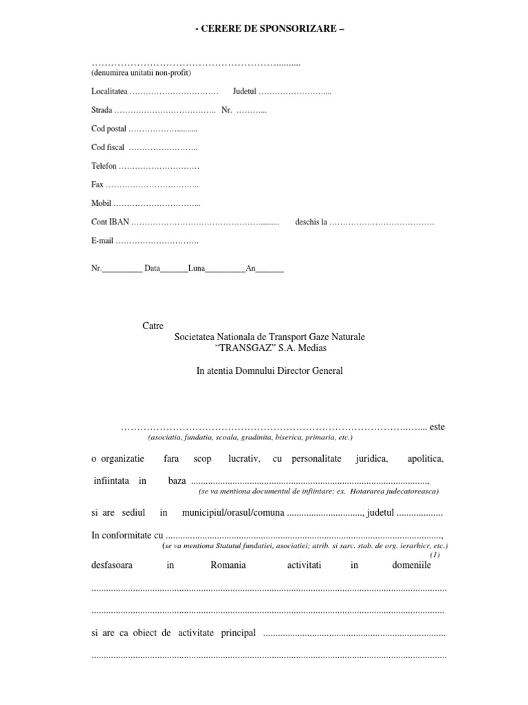 Model Cerere Sponsorizare | PDF