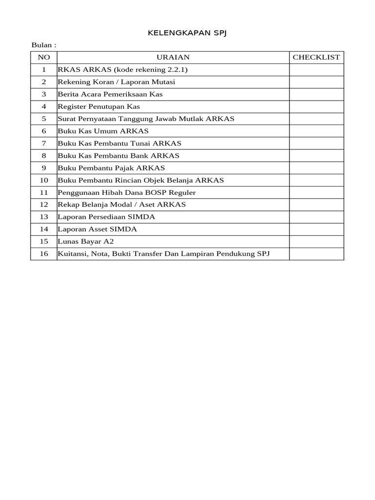 Daftar Checklist | PDF