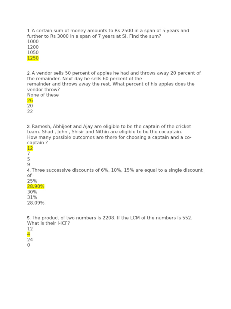 Quantitative Aptitude Questions | PDF | Interest | Financial Services