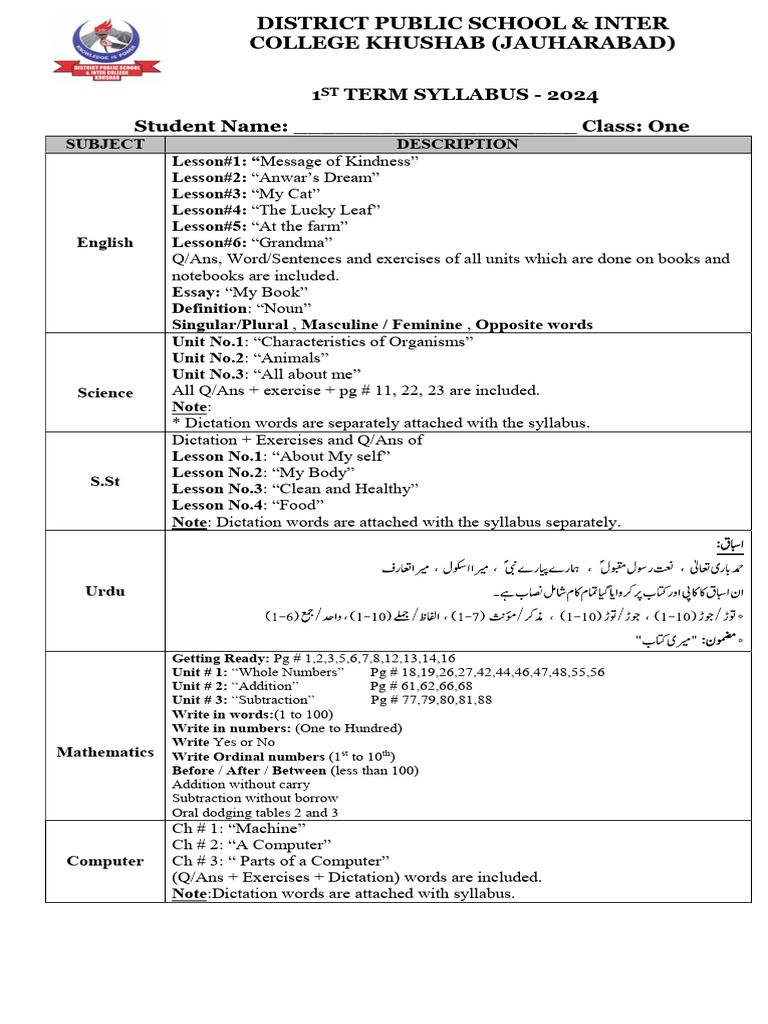 01 Syllabus 24-25 DPS | PDF | Grammatical Gender | Linguistics