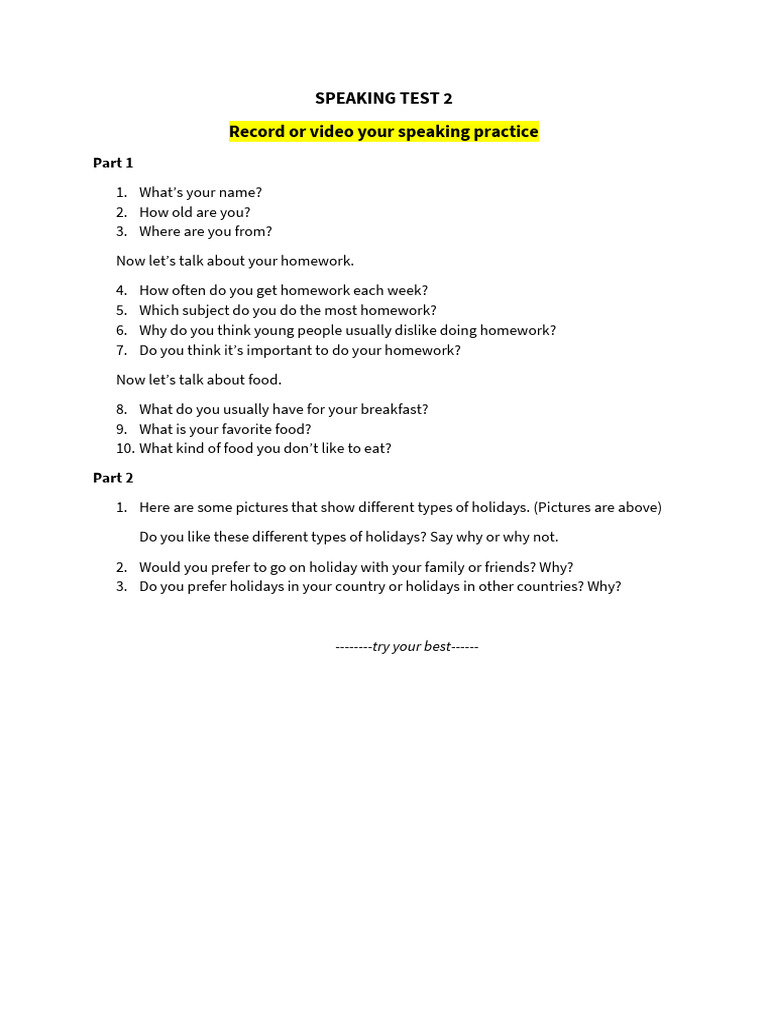 Speaking Test 2 Plus Pdf