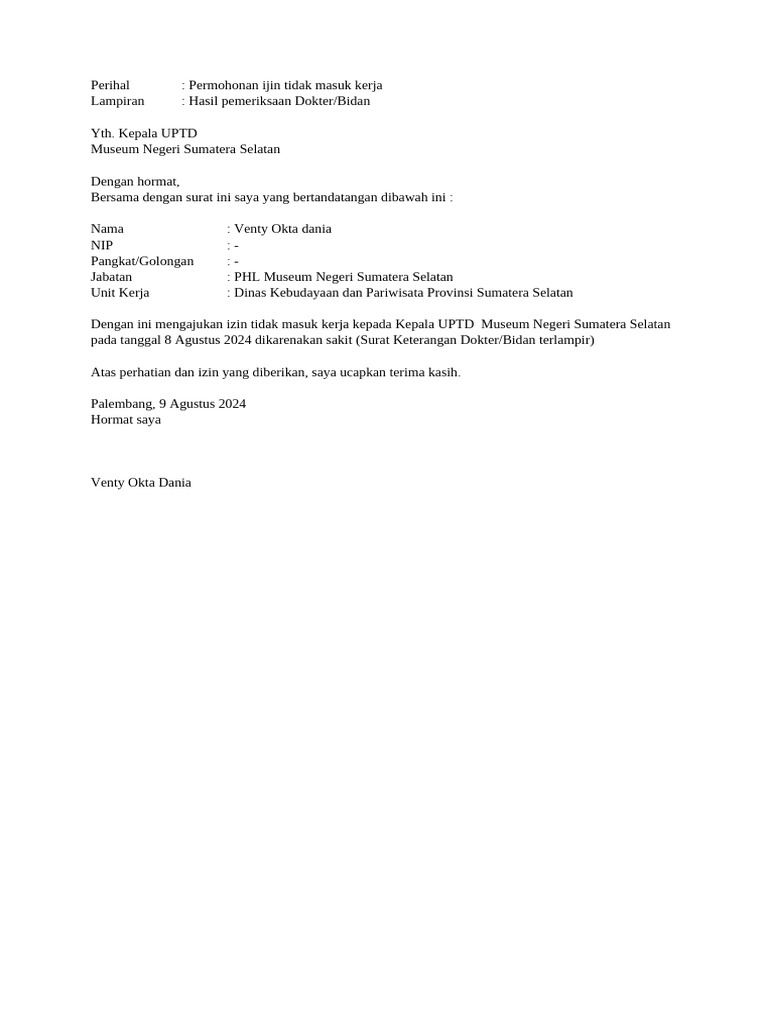 Surat Ijin Sakit | PDF