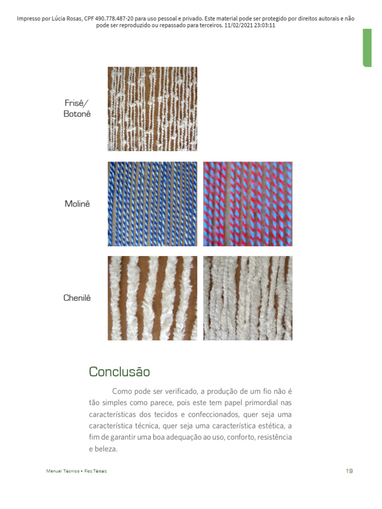 Manual Técnico Fios Têxteis Senai Pgs 21 A 24 | PDF | Industria têxtil ...
