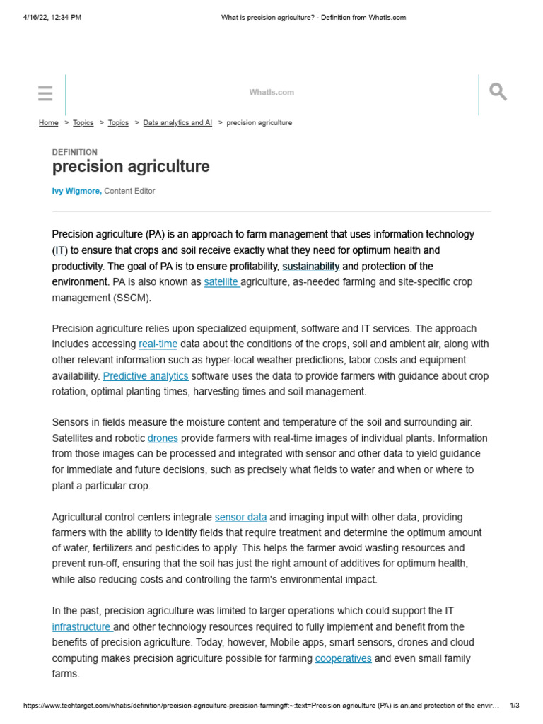 What Is Precision Agriculture - Definition From | PDF | Agriculture