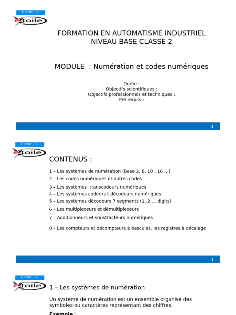 MODULE - Numération Et Codes Numériques | PDF