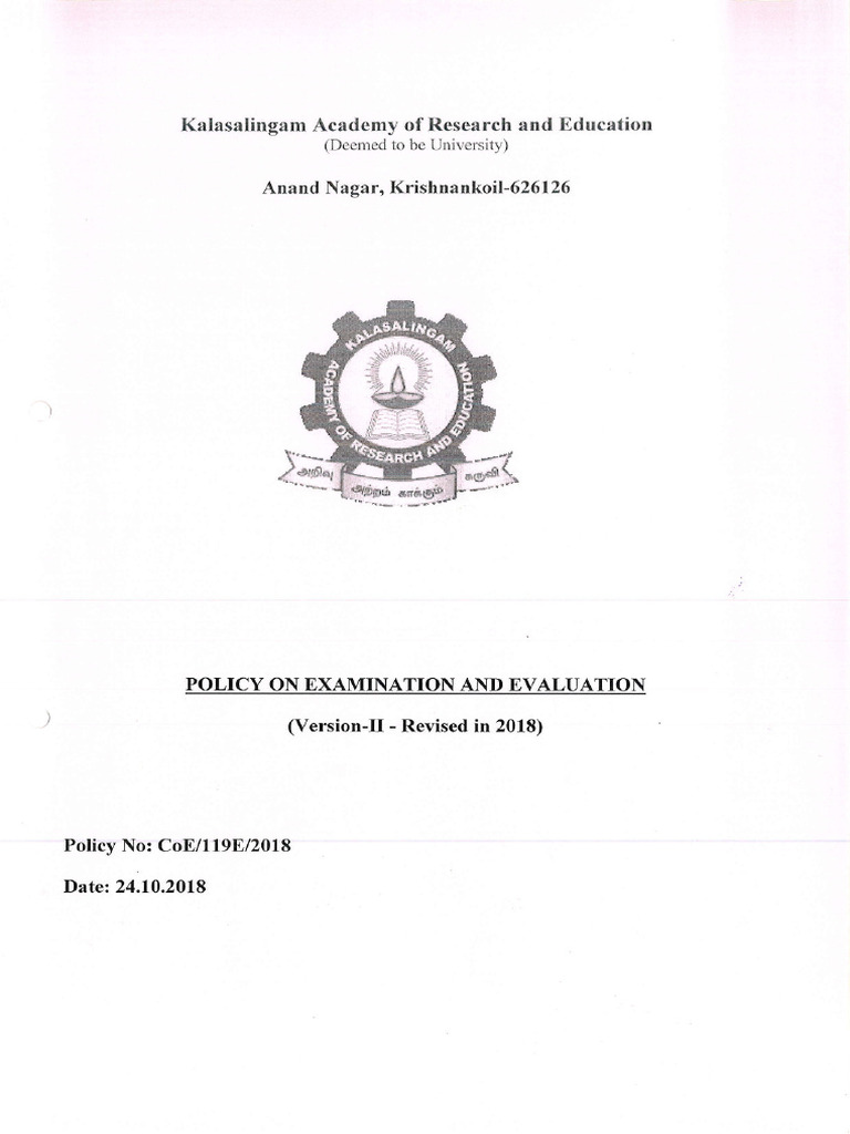 Examination Policy-Version 2-2018 | PDF