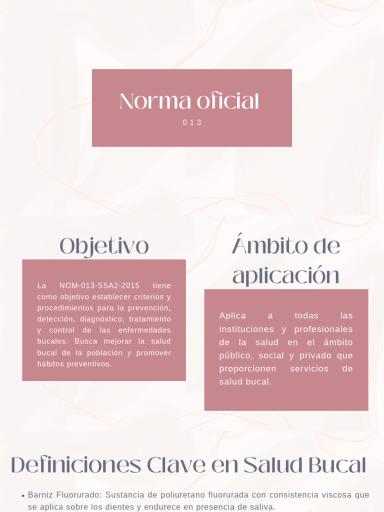 Norma Oficial 013 | PDF | Odontología | Cuidado de la salud