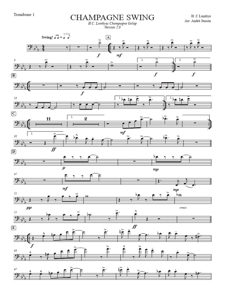 Champagne Swing V2.0 - Trombone 1 | PDF | Compositions