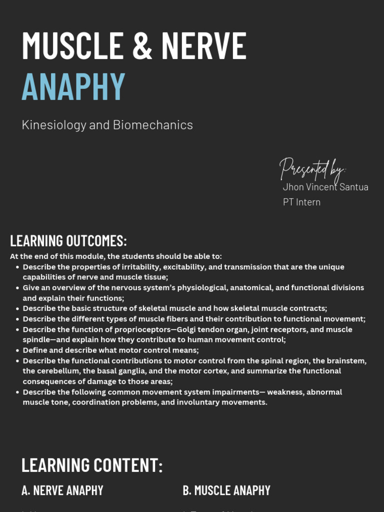NERVE AND MUSCLE ANAPHY - KINES | PDF | Muscle Contraction | Muscle
