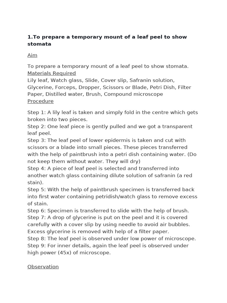 practical experiments - 10 (24-25) | PDF | Tissue (Biology ...