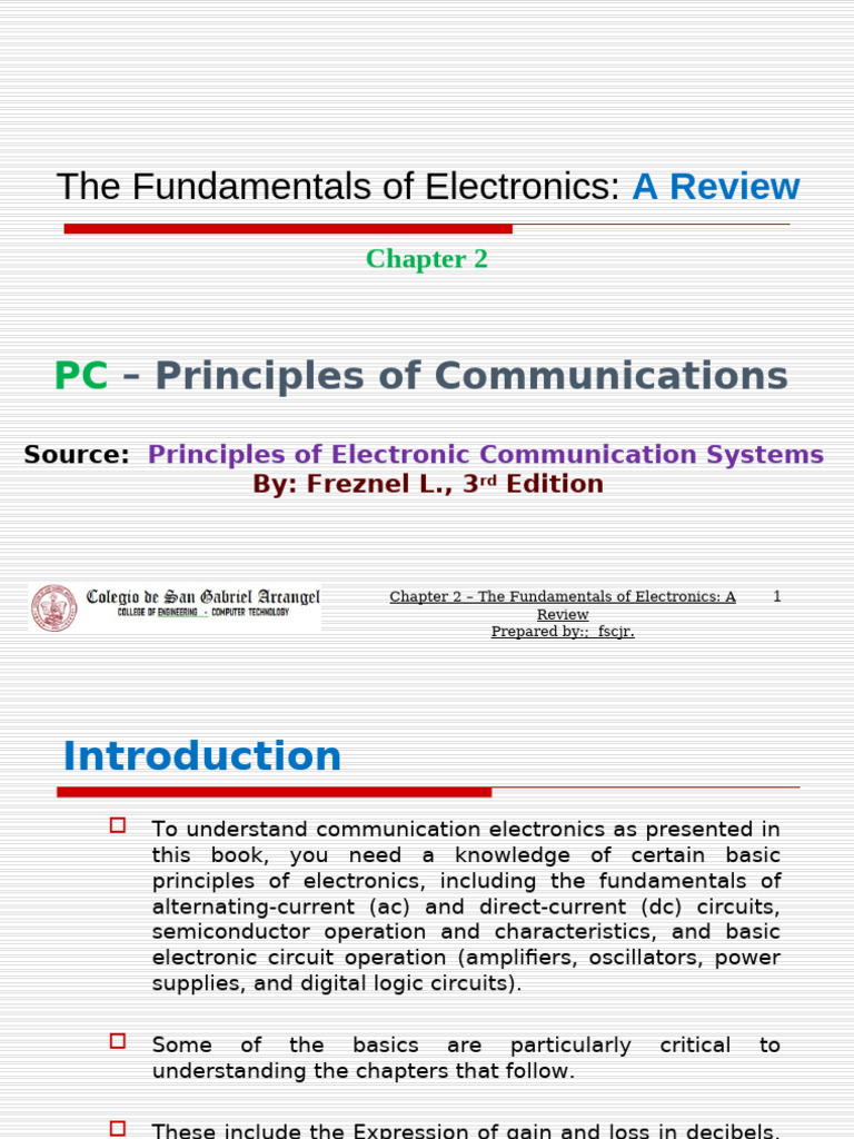 Chapter 2 the Fundamentals of Electronics a Review STUDENT | PDF ...