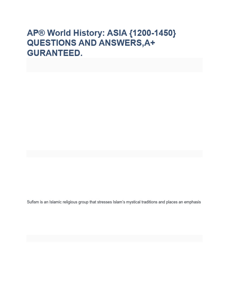 AP World History: Asia 1200-1450 Q&A | PDF | Mongol Empire | Byzantine ...