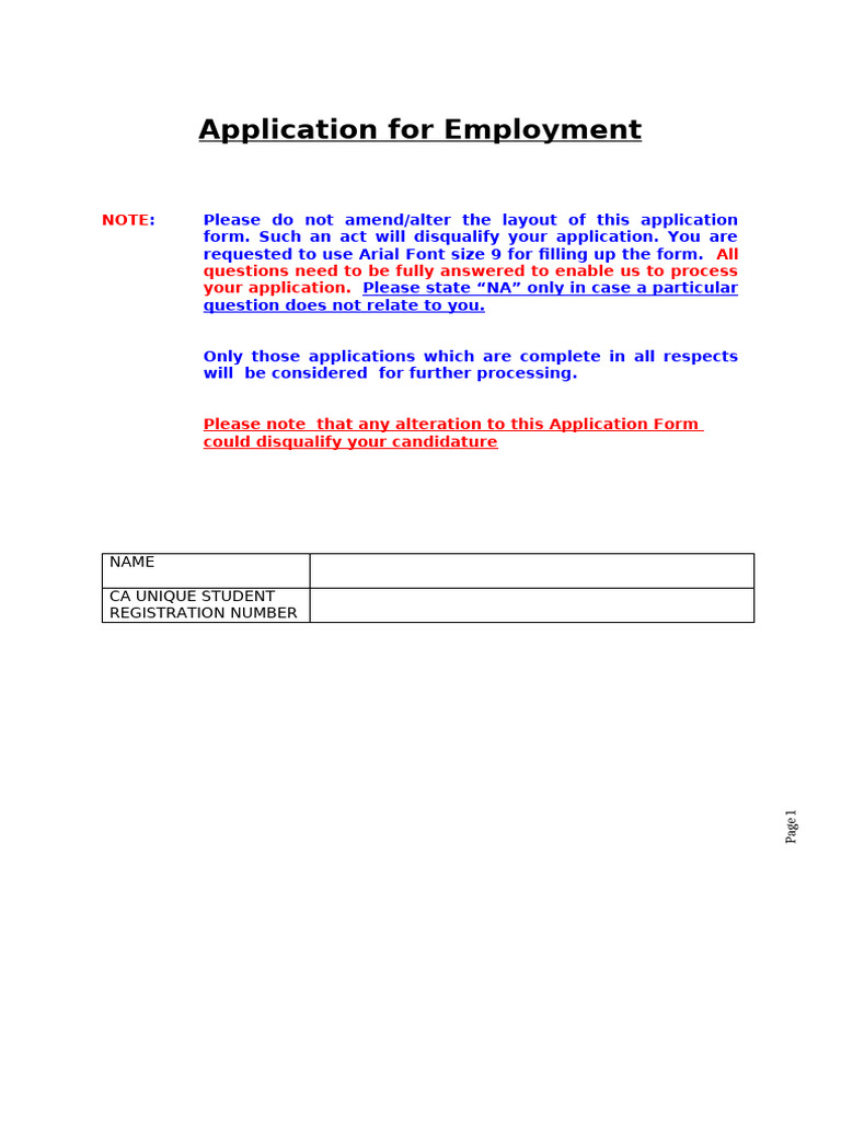 Application Form- CAs. | PDF