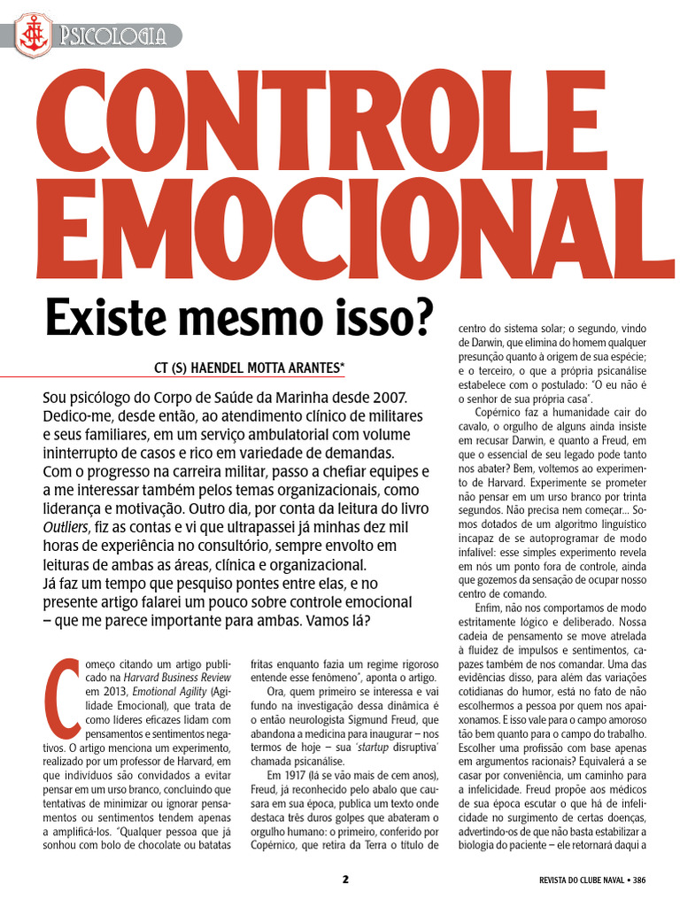 Controle Emocional: Mitos e Realidades | PDF | Sigmund Freud | Emoções