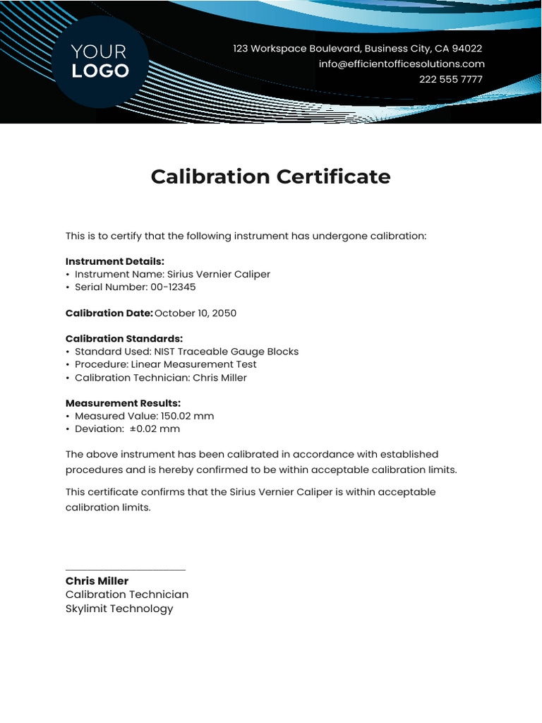 Calibration Certificate Template | PDF