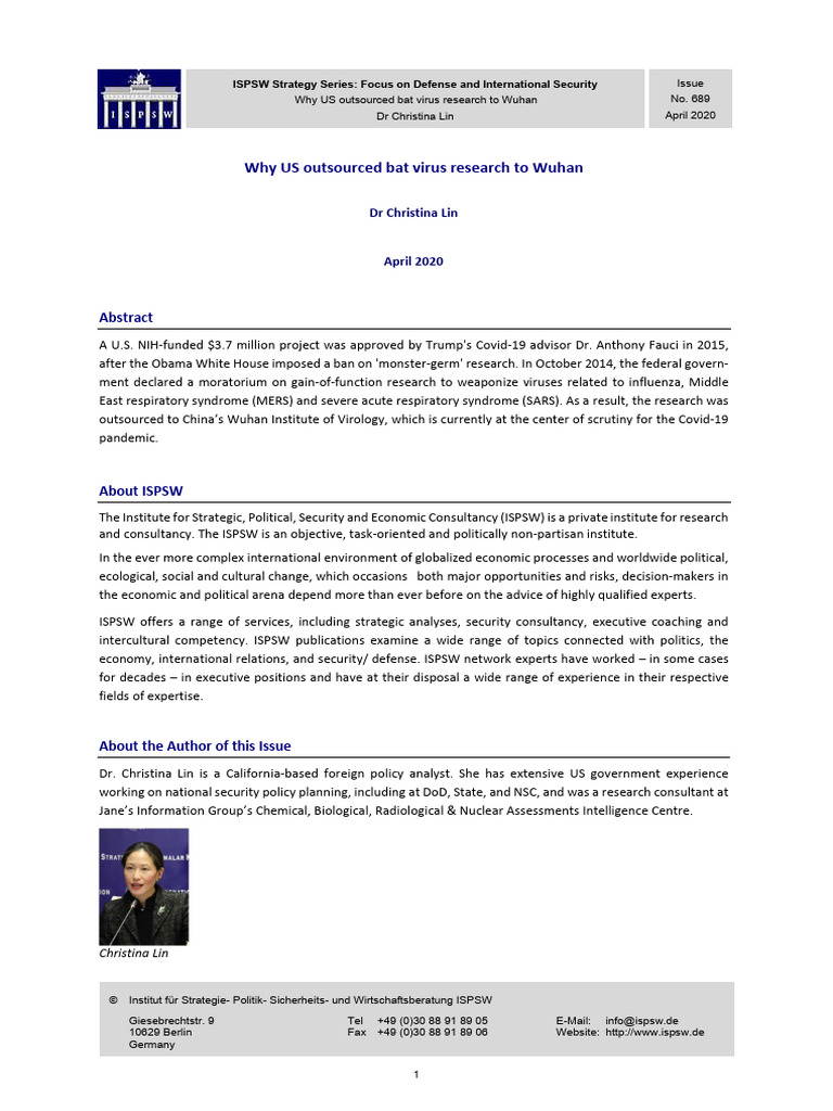 Gain of Function Paper | PDF | Public Health | Epidemiology