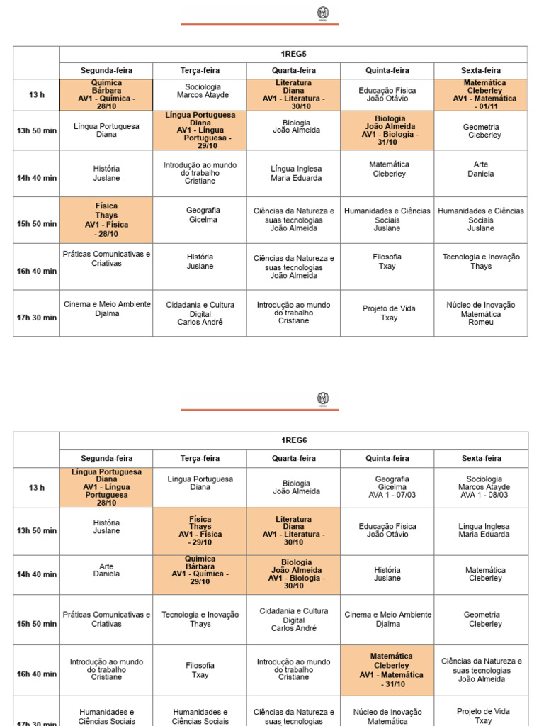 Cronograma de AV1 4º CIclo - Tarde - E.E. Francisco Menezes Filho 2024 - Colorido | PDF ...