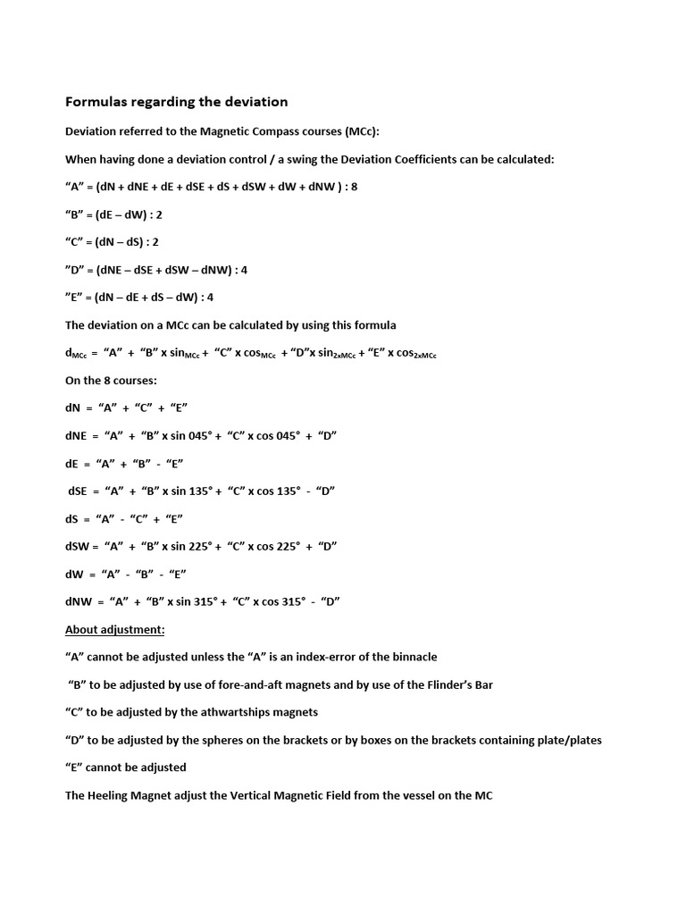 Calculating The Deviation Coefficients | PDF