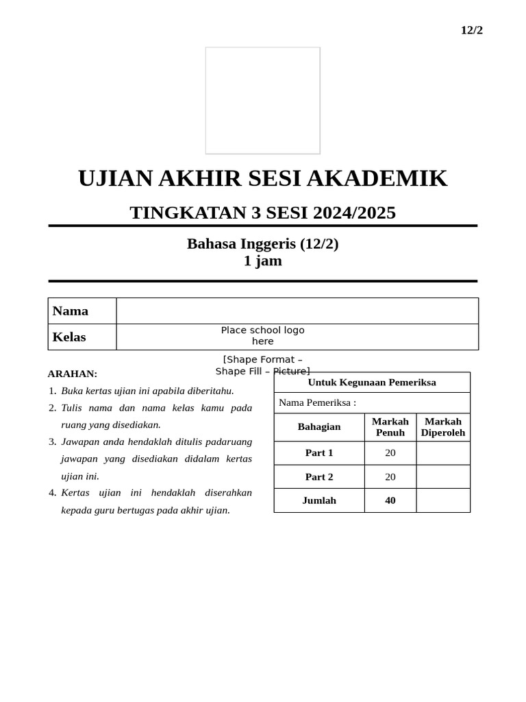 UASA Template MR Form 3 2024 - Writing (QP) | PDF