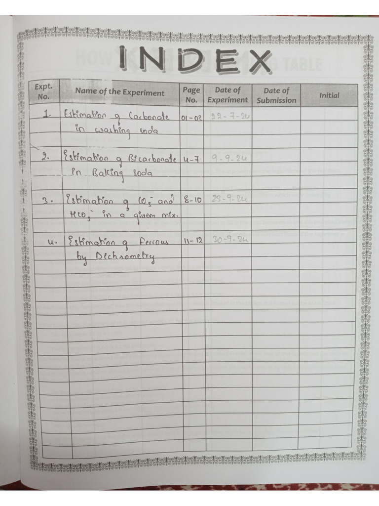 Chemistry Record 1st Year BSC | PDF