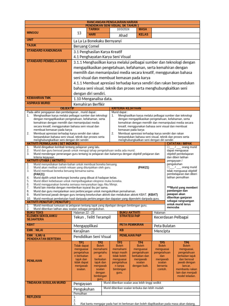 M13 RPH PSV THN 1 2024-2025 by Cikgu Gorgeous | PDF