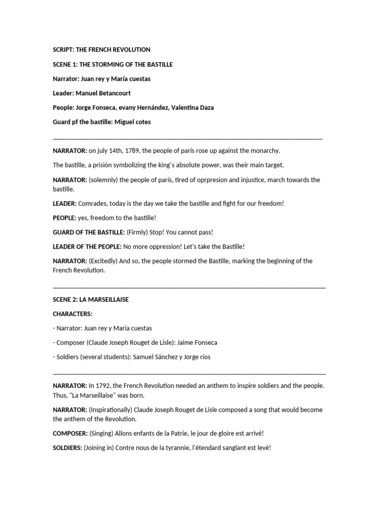 Dramatización para El English Day 7c | PDF | La Marseillaise | Wars Of ...